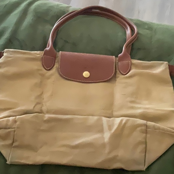 Longchamp | Bags | Longchamp Mini Tote Bag Tan Two Handle Carry All ...
